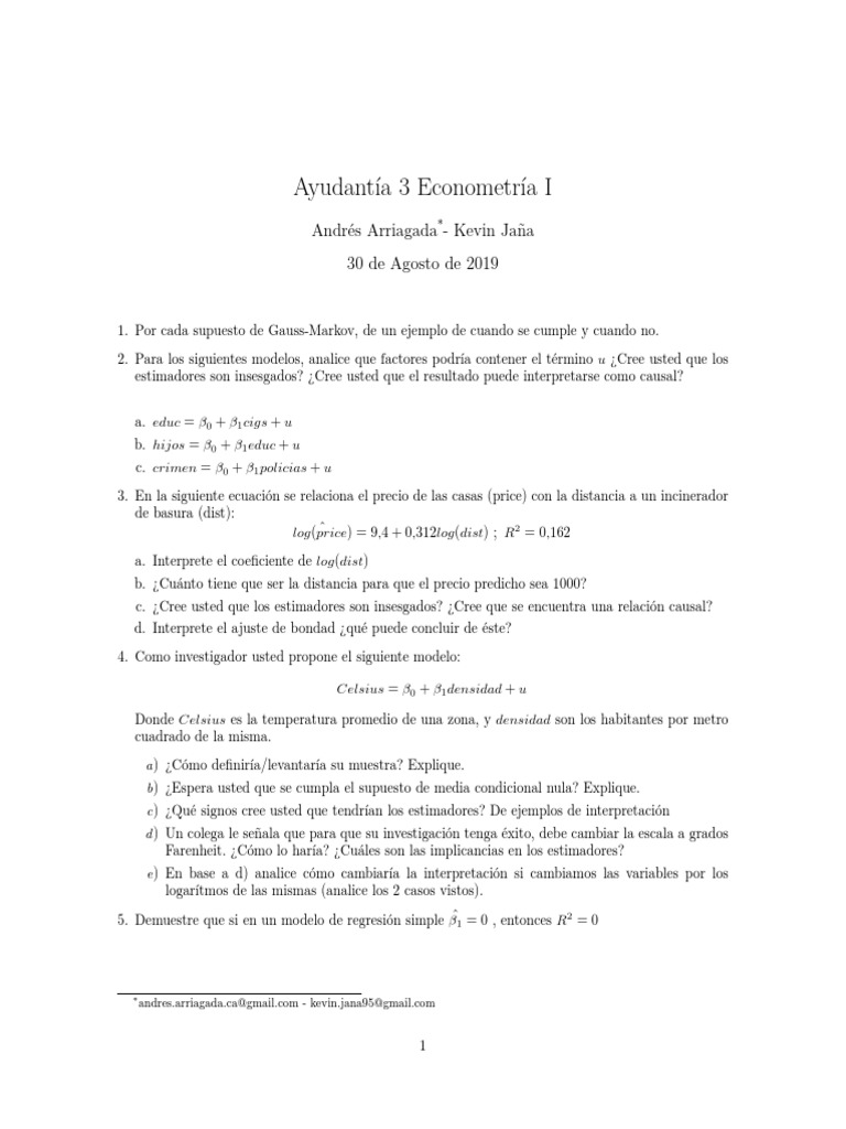 Ejercicio de Econometría | PDF | Métodos y materiales de enseñanza | Ciencia y matemática