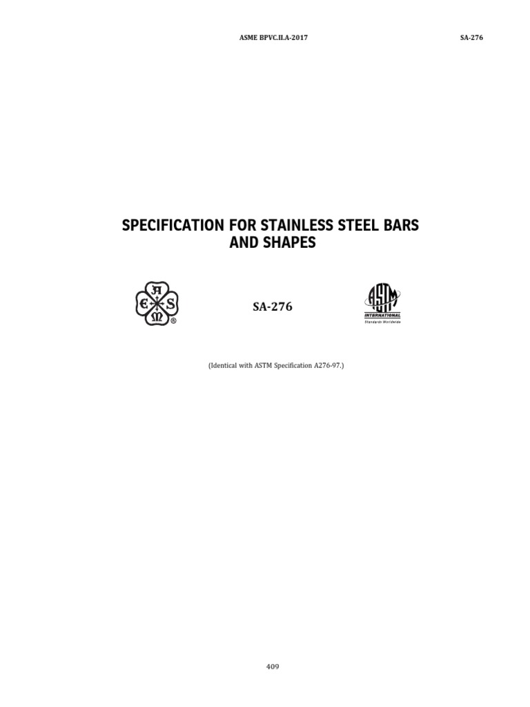 SA-276 Specification for Stainless Steel Bars and Shapes | PDF ...