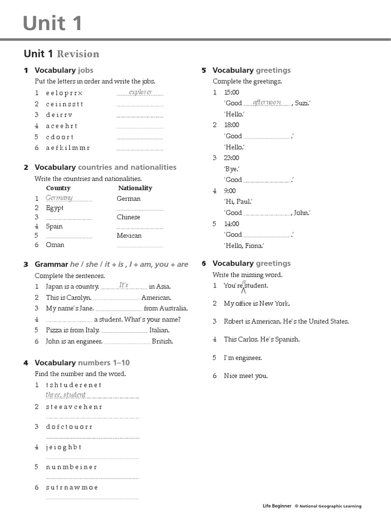 Beg Unit1 Revision | PDF | Language Acquisition | Human Communication