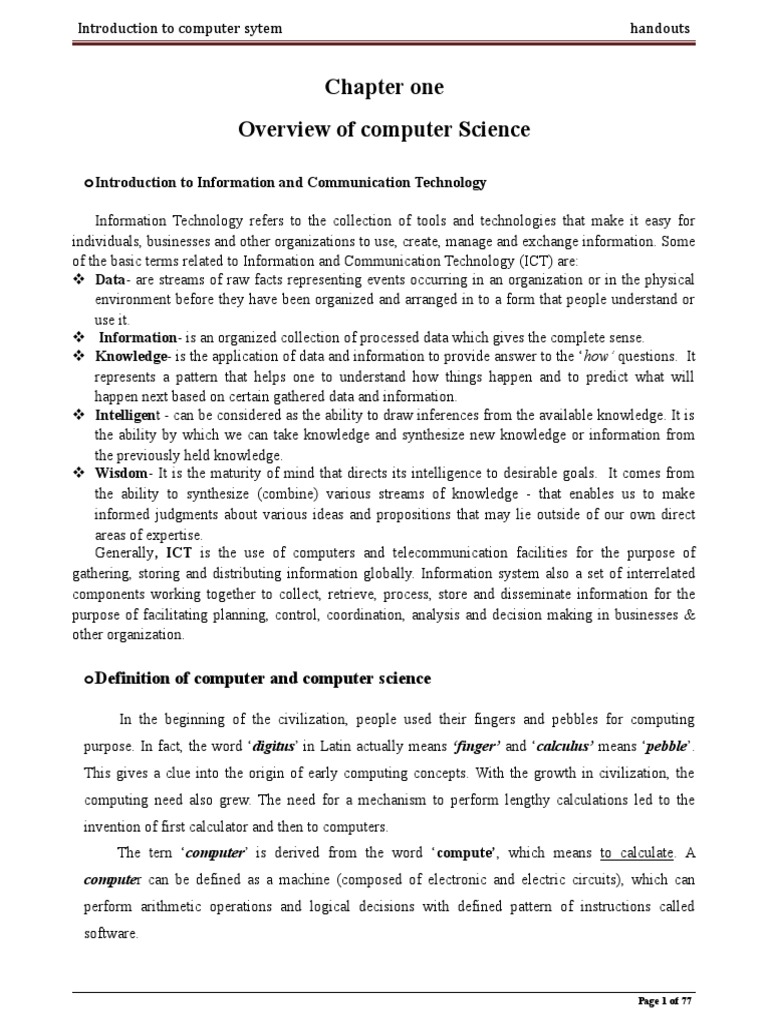 Handout Introduction To IT | PDF | Personal Computers | Microcomputers