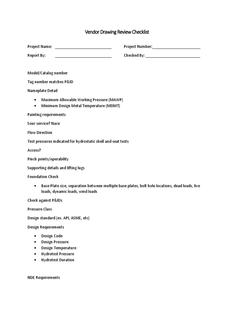 Vendor Equipment Review Checklist | PDF | Building Engineering | Gas ...
