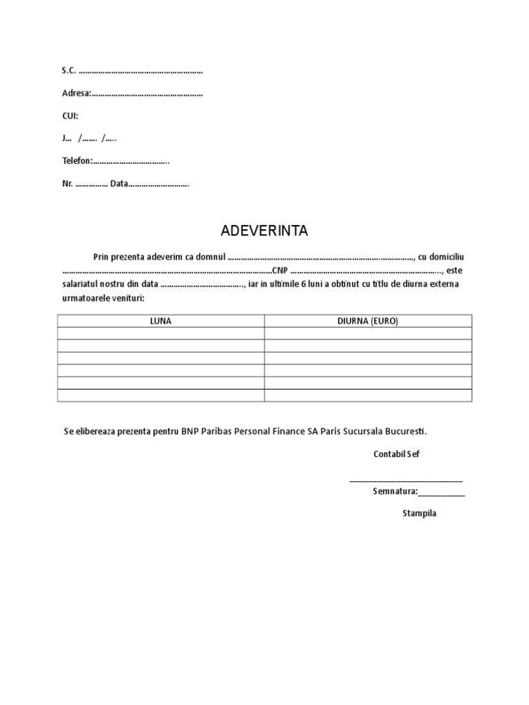 Adeverinta Diurna Externa | PDF