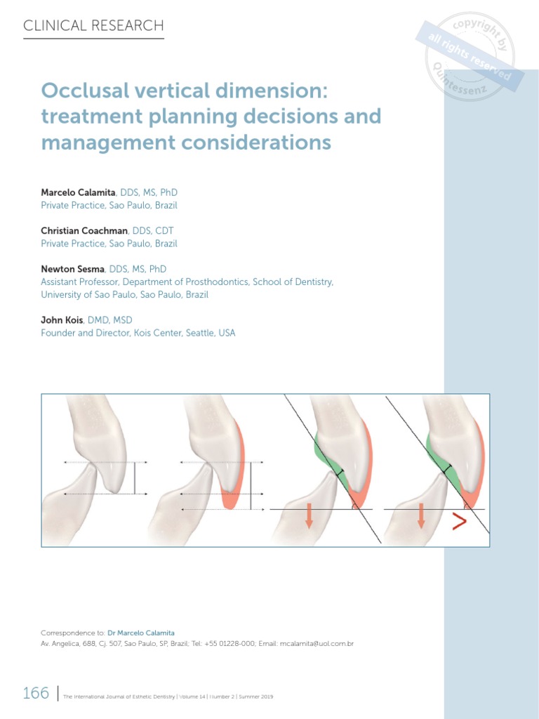 Occlusal Vertical Dimension Treatment Planning Decisions and Management ...