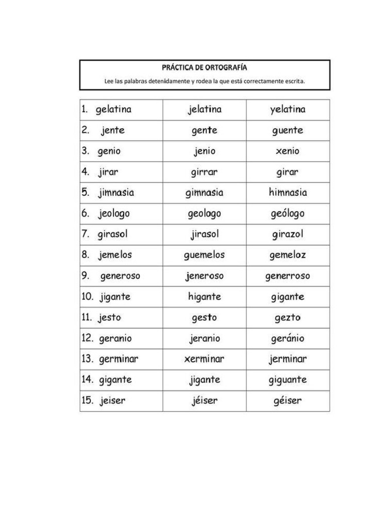 PRÁCTICA DE ORTOGRAFÍA | PDF
