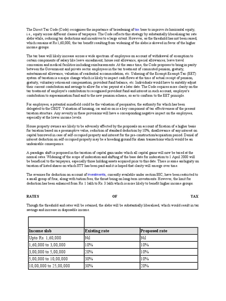 The Direct Tax Code | PDF | Tax Deduction | Taxes
