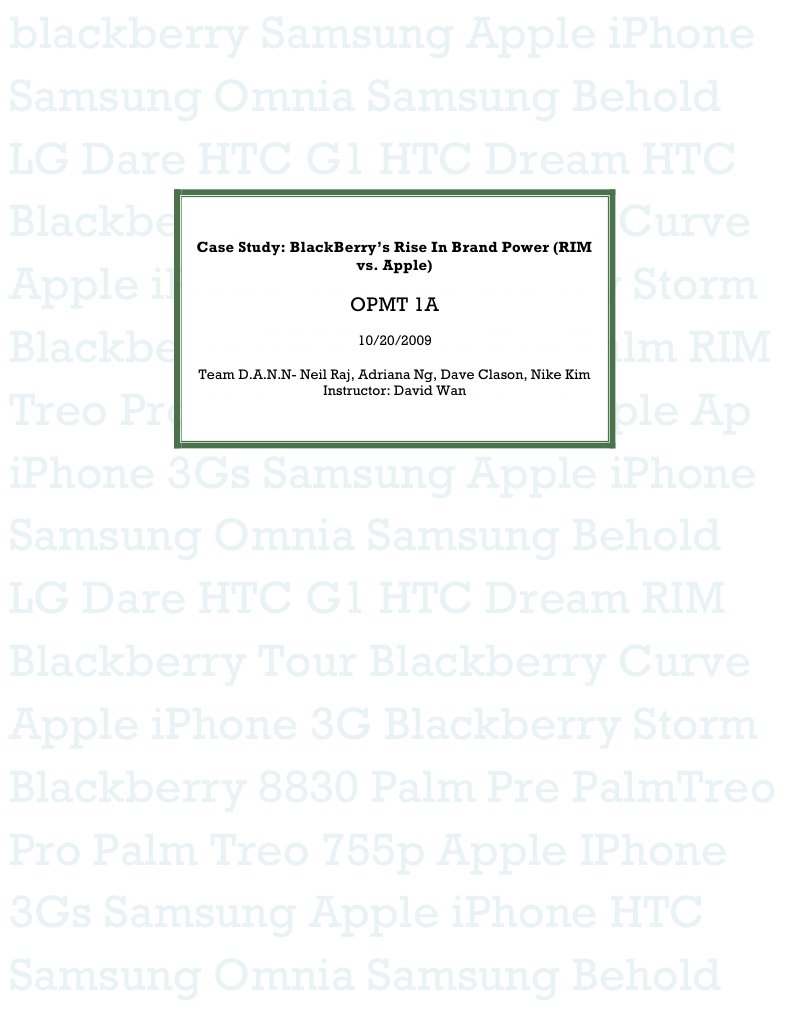 BlackBerry vs. Apple iPhone Case Study | PDF | Black Berry Limited ...