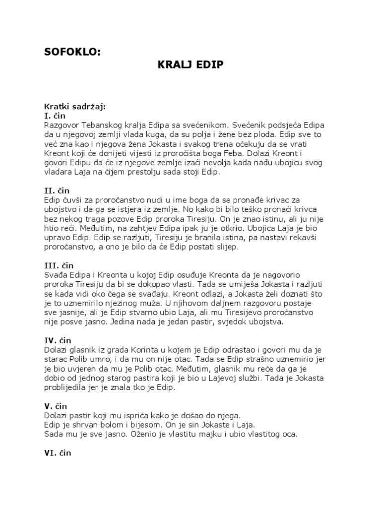 SOFOKLO, Kralj Edip | PDF