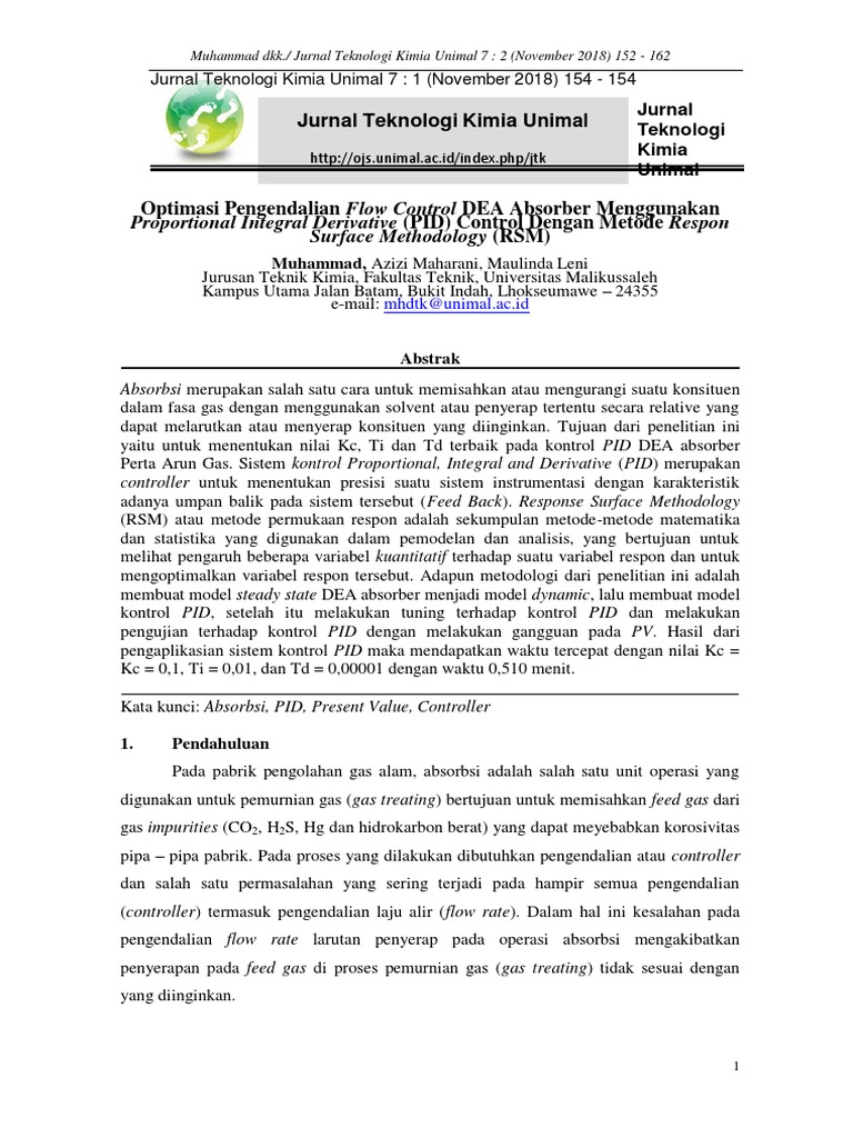 Optimasi Pengendalian Flow Control DEA Absorber Me | PDF