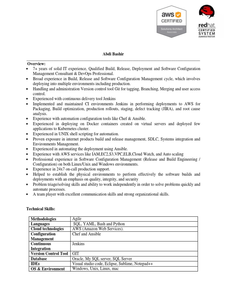 Abdiqadir Hassan DevOps Resume | PDF | Amazon Web Services | Cloud Computing