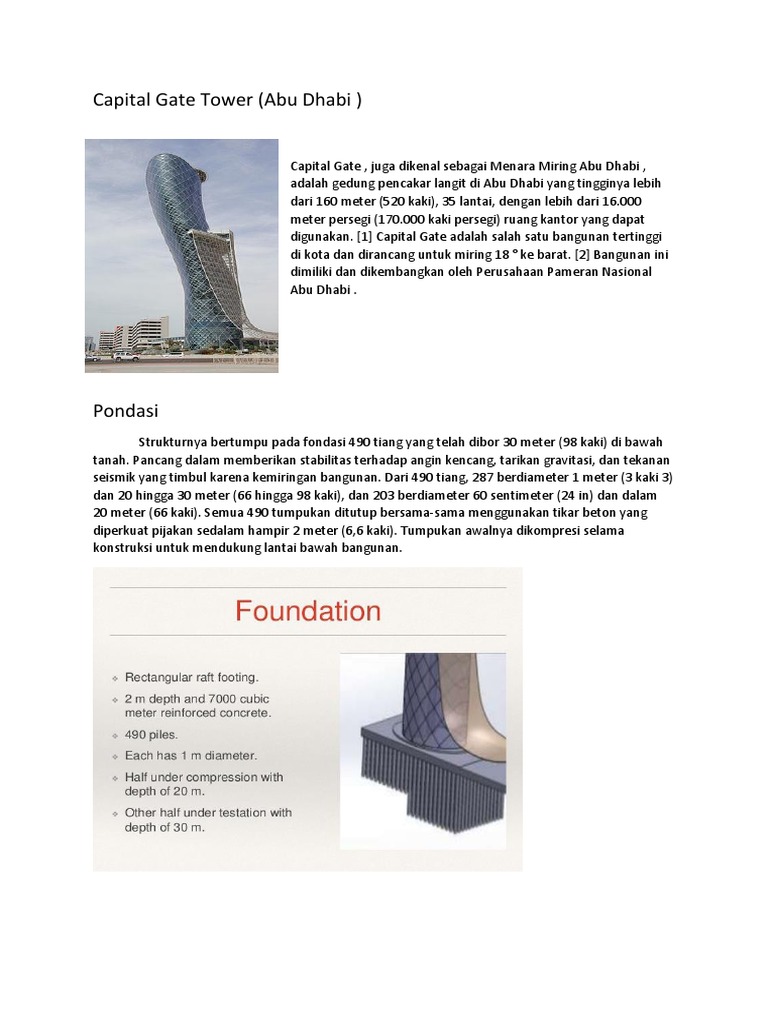 Menara Miring Capital Gate Abu Dhabi | PDF