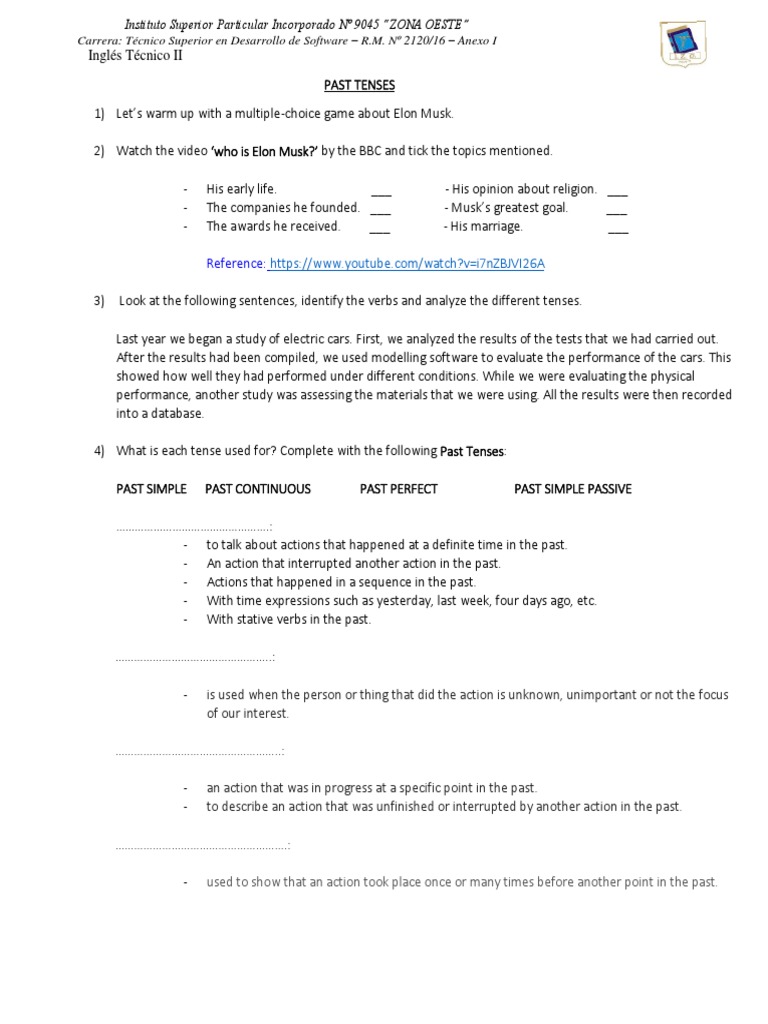 Worksheet On Elon Musk | PDF | Grammatical Tense | Morphology