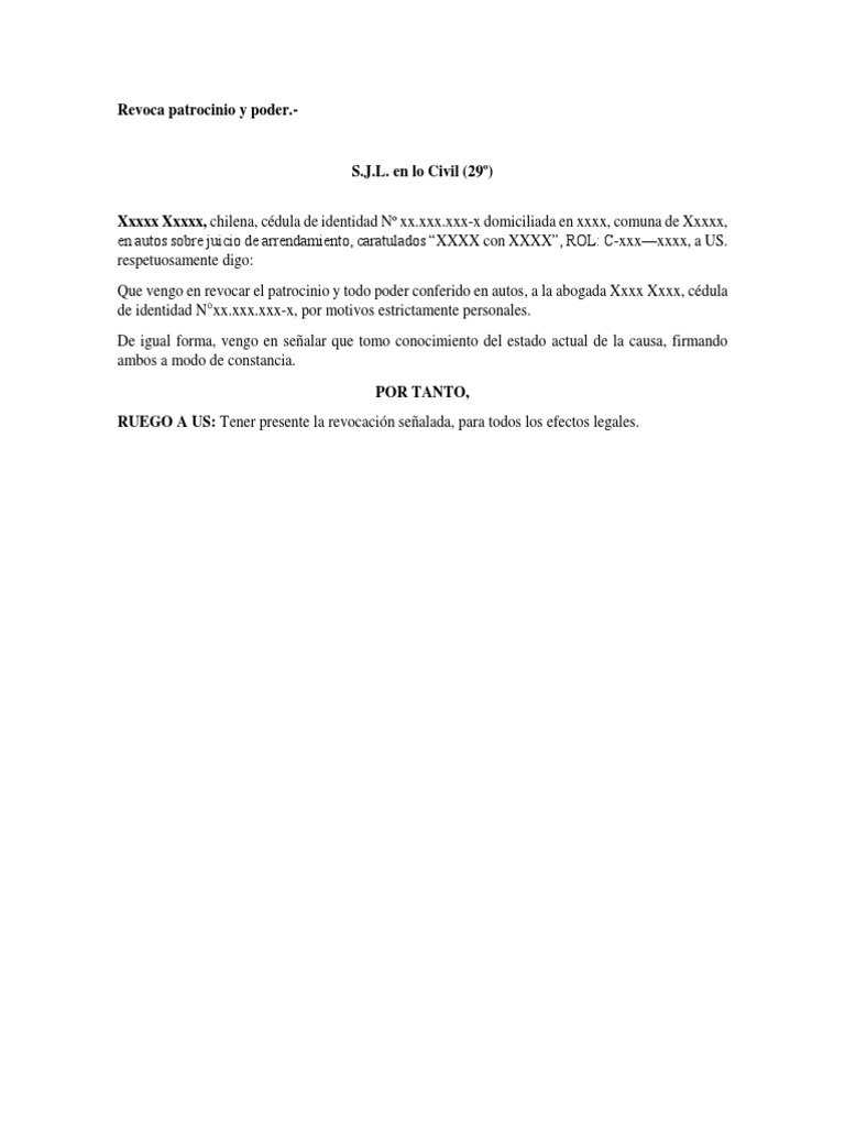 Revoca Patrocinio y Poder | PDF