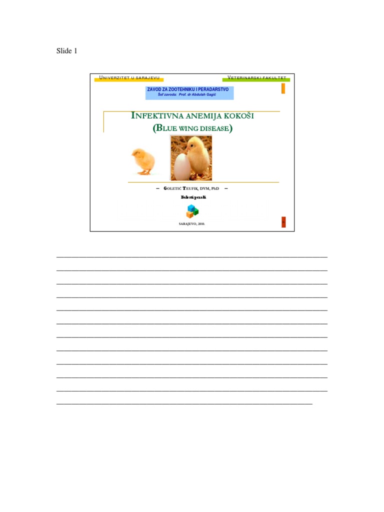 Vjezbe - Infektivna Anemija Kokosi | PDF