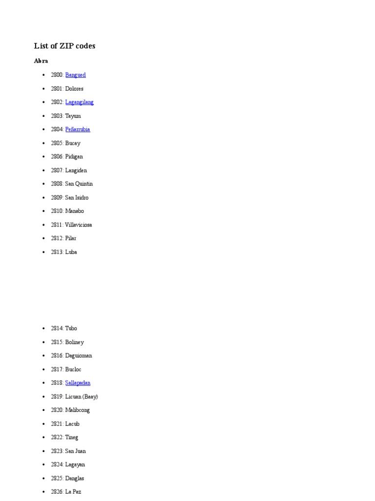 List of ZIP Codes | PDF | Informática y tecnología de la información ...