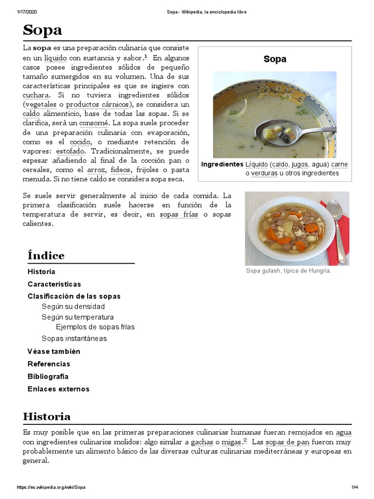 Sopa - Wikipedia, La Enciclopedia Libre | PDF | Sopa | Preparación de ...
