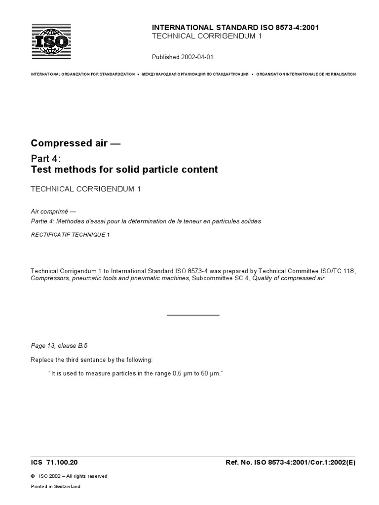 Iso 8573-4 Corrigendum 1 | PDF