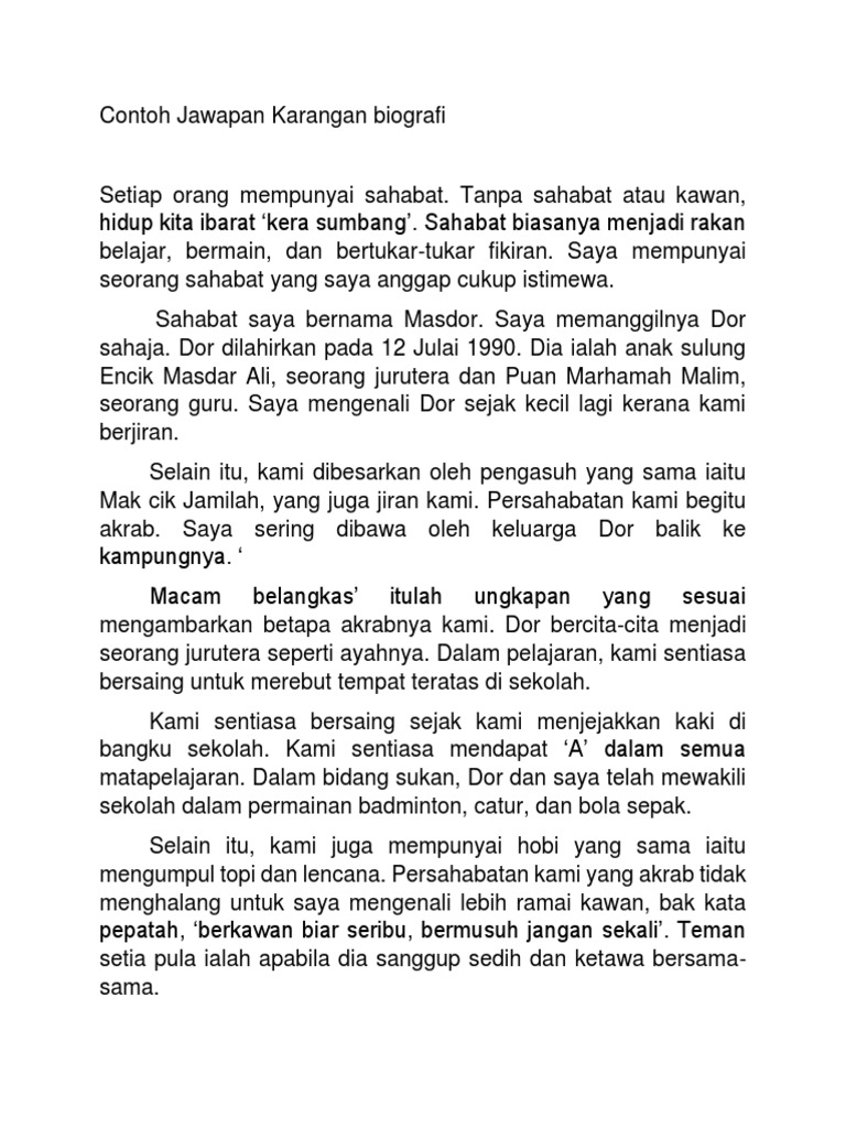Contoh Jawapan Karangan Biografi Pdf