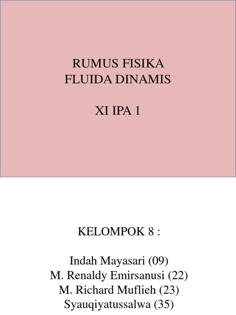 Rumus Fisika Fluida Dinamis | PDF