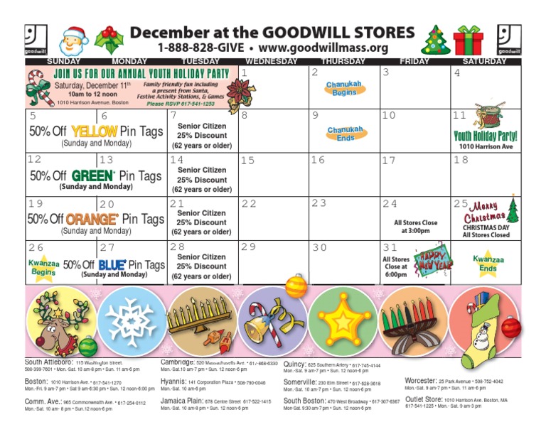 Goodwill's December 2010 Retail Calendar | PDF | Holidays | Observances