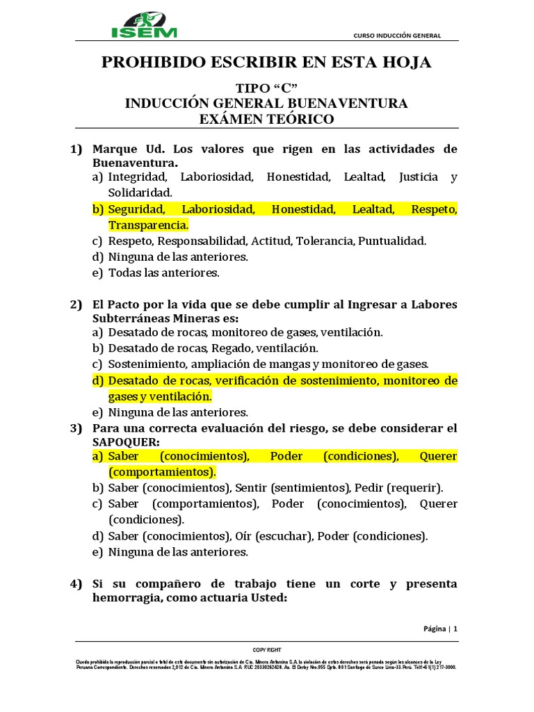 Exam BNV 2018 - C (Basico) - PGTA | PDF | Oxígeno | Naturaleza