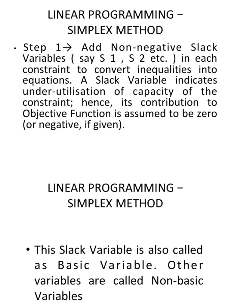 Linear Programming Simplex Method PDF | PDF | Linear Programming | Mathematical Optimization