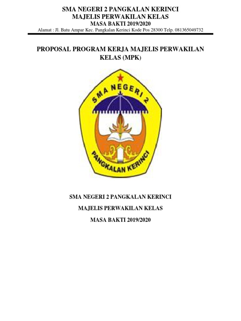 Proposal Program Kerja MPK 2019/2020 | PDF