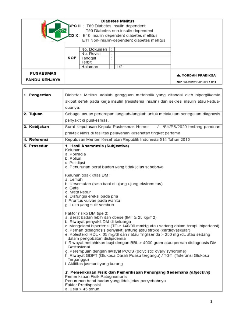 Sop DM Type 2 | PDF | Pengembangan Diri | Kesehatan Holistik