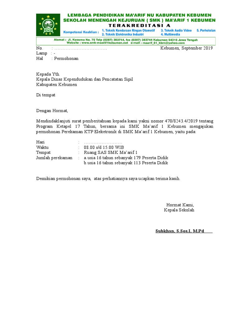 Contoh-Surat-Permohonan KTP | PDF
