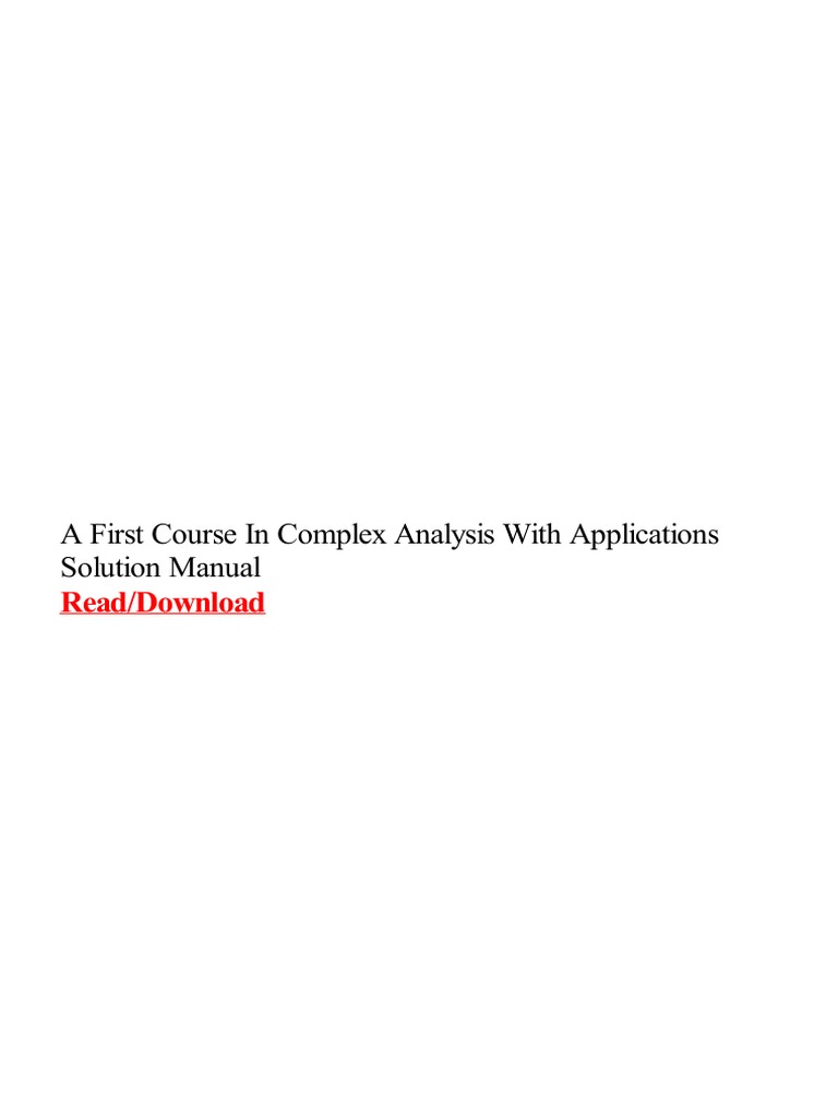 Complex Analysis Solutions Manual | PDF | Complex Analysis | Complex Number