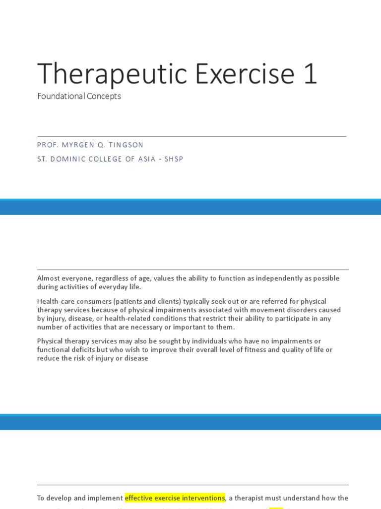 Therapeutic Exercise 1 Introduction | PDF | Disability | Physical Therapy