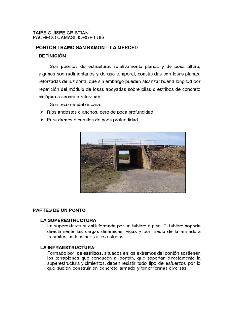 Diseño y características de pontones viales | PDF | Puente | Hormigón
