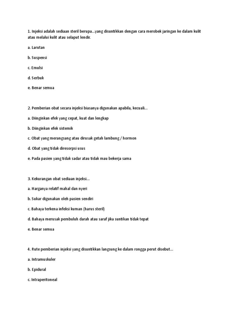 Soal Ilmu Resep Injeksi | PDF