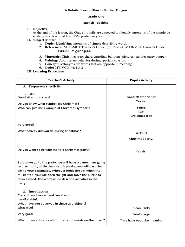 A Detailed Lesson Plan in English 1. Sheila Lim | PDF | Lesson Plan ...