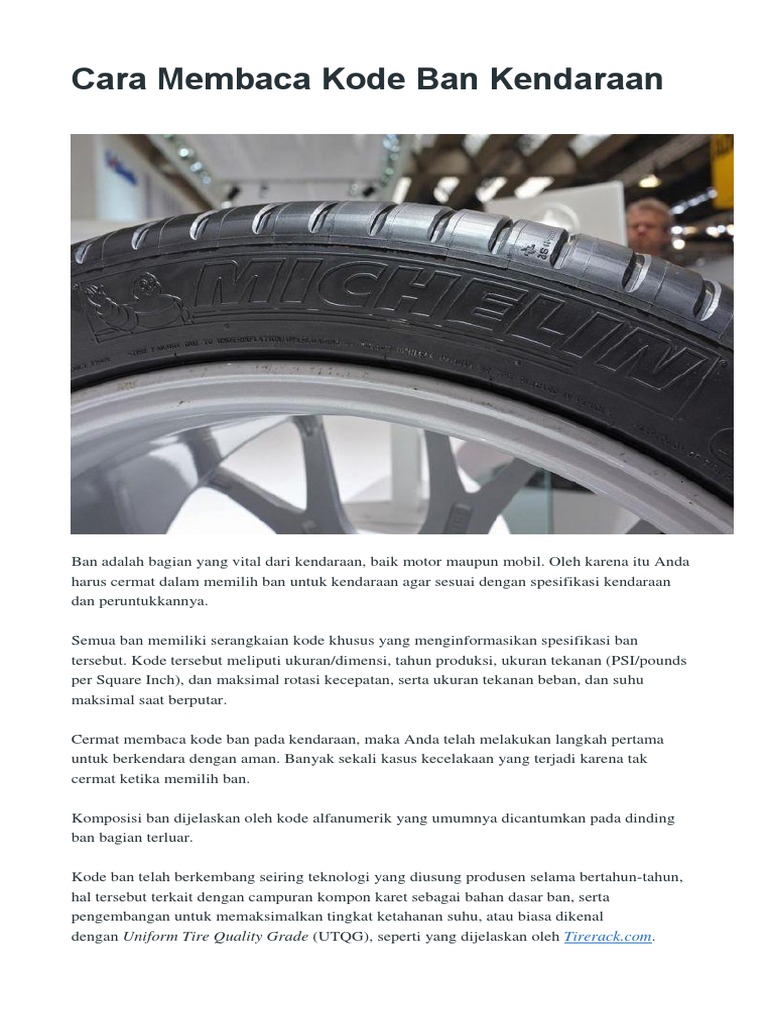 Cara Membaca Kode Ban Kendaraan | PDF