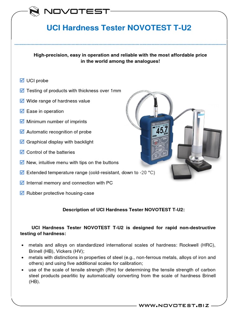 UCI Hardness Tester NOVOTEST T-U2 | PDF | Hardness | Building Engineering