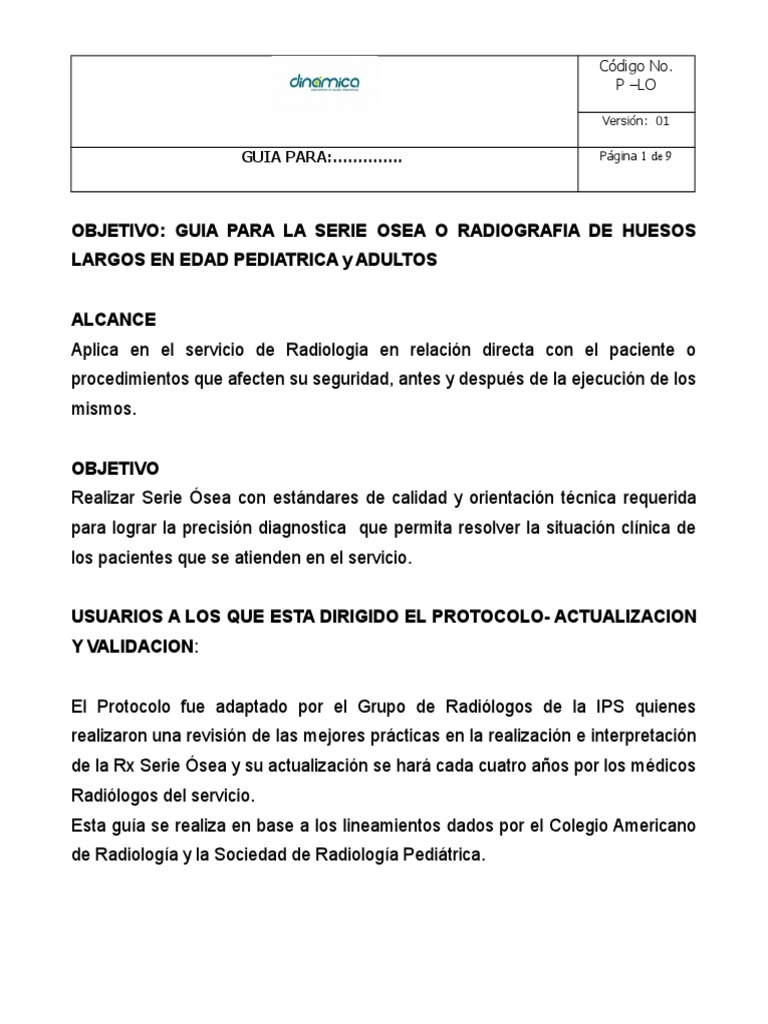 Protocolo Serie Osea o Huesos Largos | PDF | Hueso | Radiología