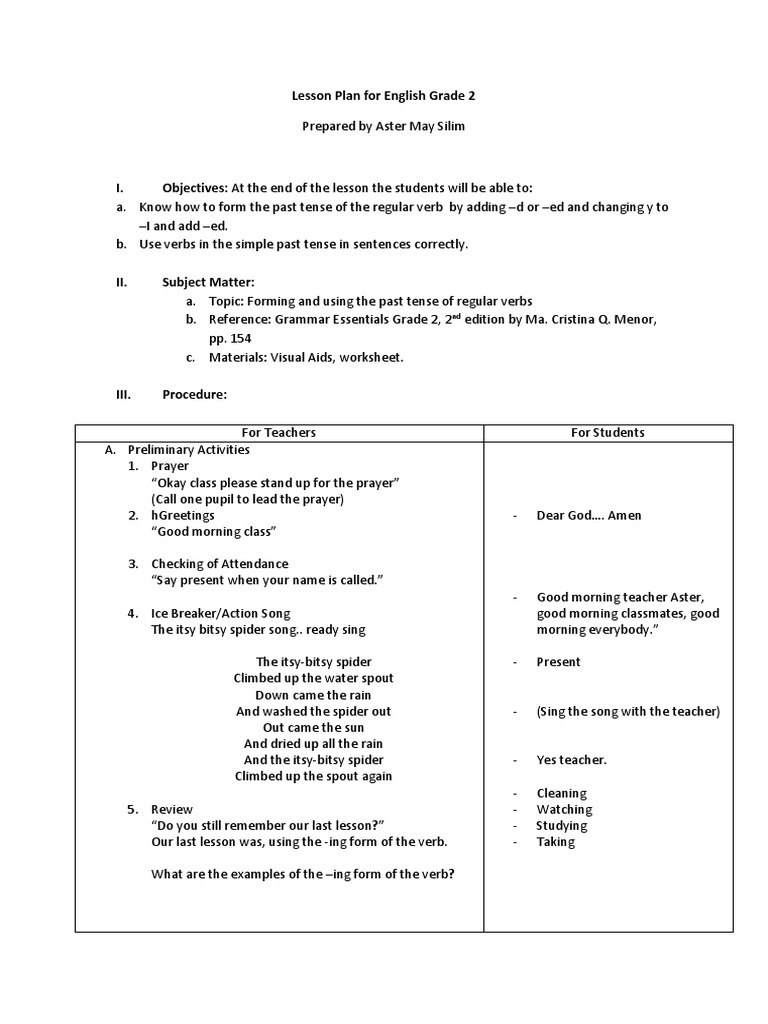 Lesson Plan | PDF | Grammatical Tense | Verb