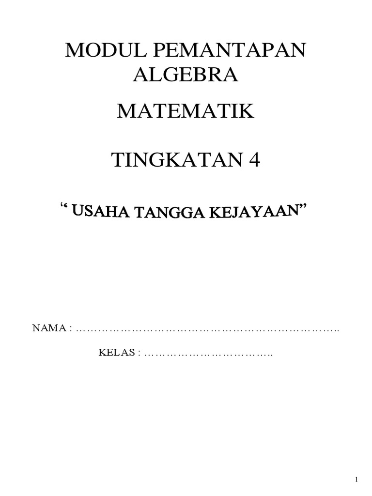 Modul Pemantapan Algebra | PDF