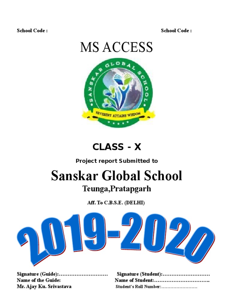 Final MS Access Project Class-10 | PDF | Microsoft Access | Databases