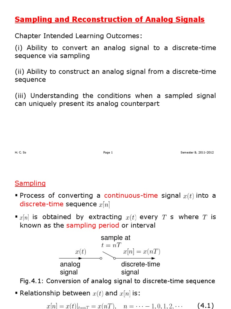 Sampling PDF | PDF | Sampling (Signal Processing) | Discrete Time And ...