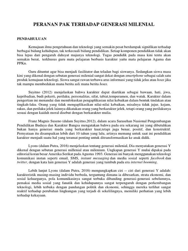 Peranan Pak Terhadap Generasi Milenial | PDF