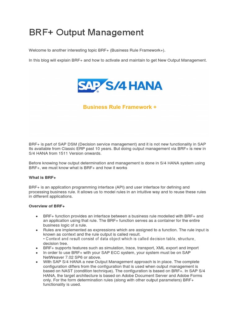 BRF+ Output Management | PDF | Application Software | Areas Of Computer ...