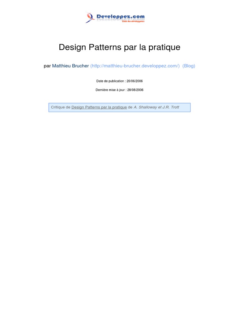 Design Patterns Par La Pratique | PDF | Programmation orientée objet ... Design Patterns Par La Pratique | PDF | Programmation orientée objet ...