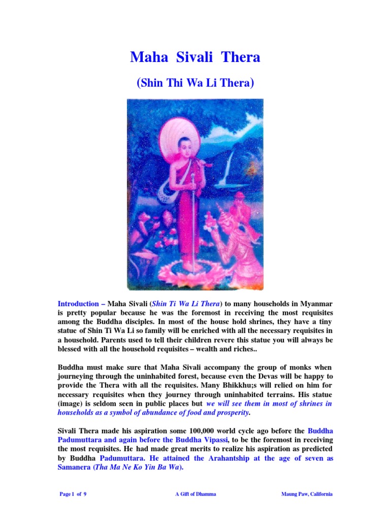 Shin Thiwali | PDF | Gautama Buddha | Indian Religions