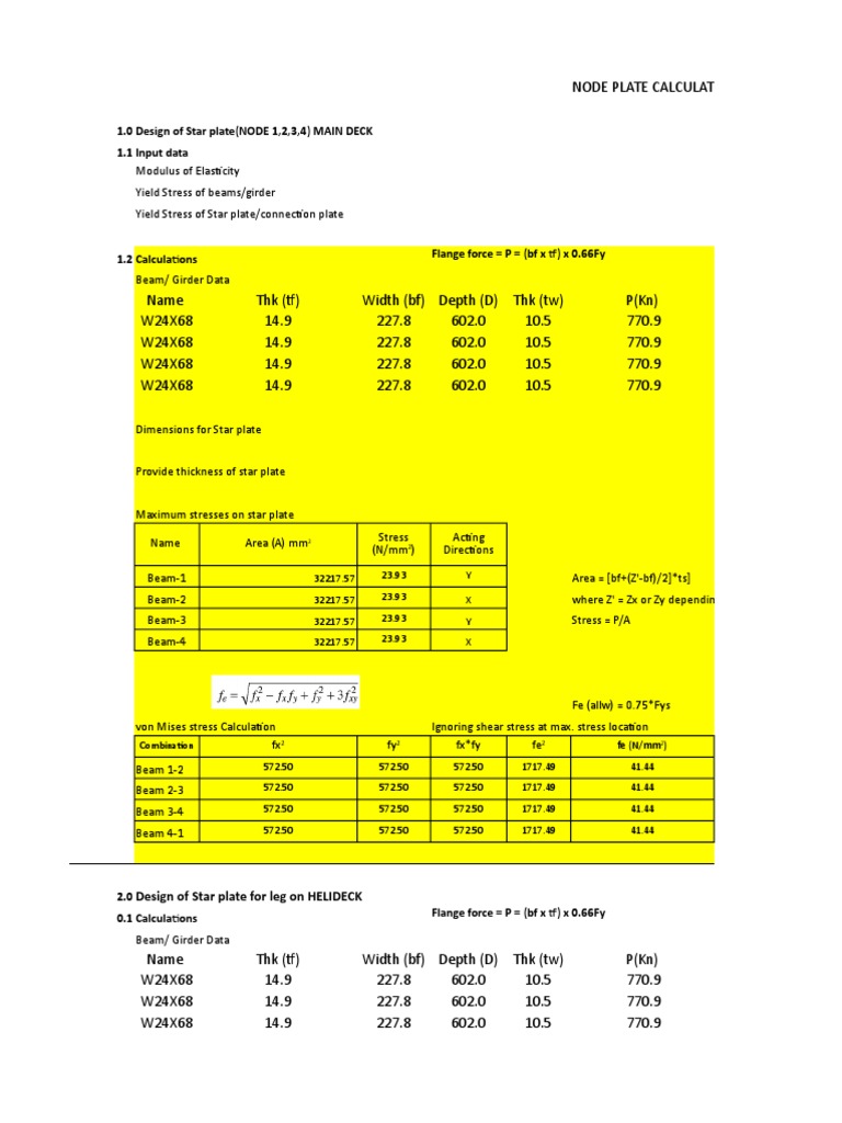 Star Plate Design Calculations | PDF | Stress (Mechanics) | Beam ...