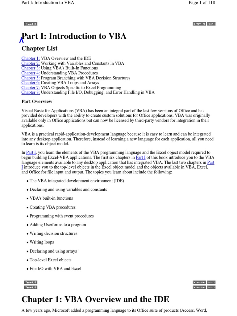 00 Part I - Introduction To VBA | PDF | Visual Basic For Applications | Microsoft Excel