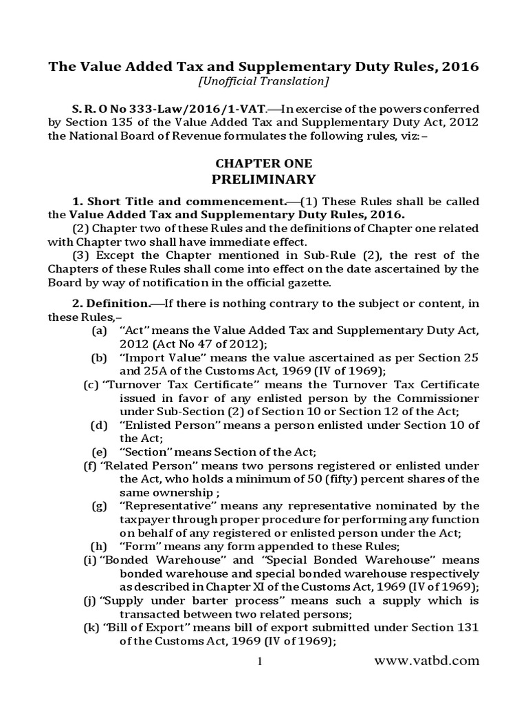 VAT and SD Rules 2016 English | PDF | Tax Refund | Value Added Tax