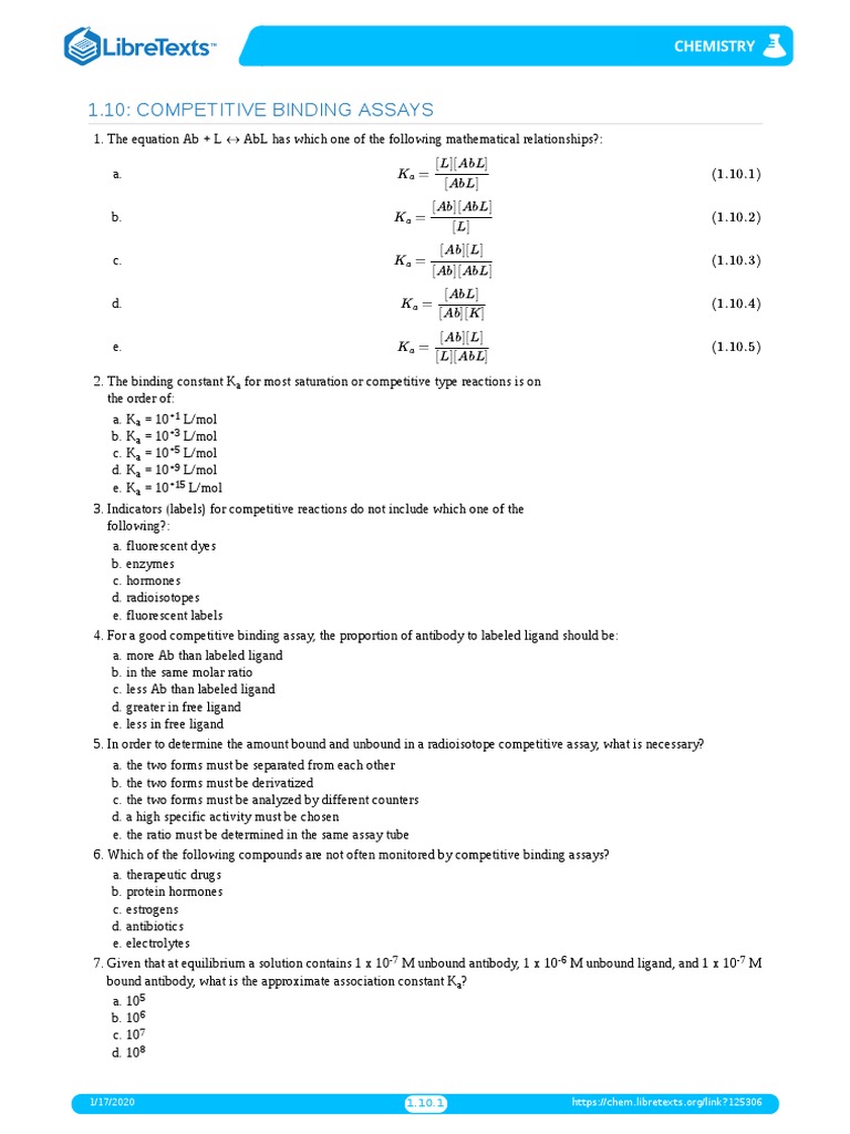 1.10 Competitive Binding Assays | PDF | Ligand (Biochemistry ...