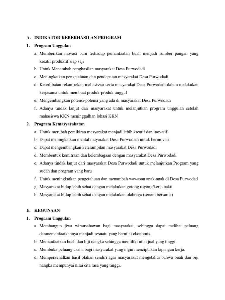 Indikator Keberhasilan Program | PDF