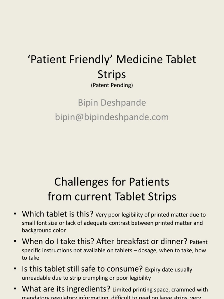 New Patient Friendly' Medicine Tablet Strips | PDF | Medical ...